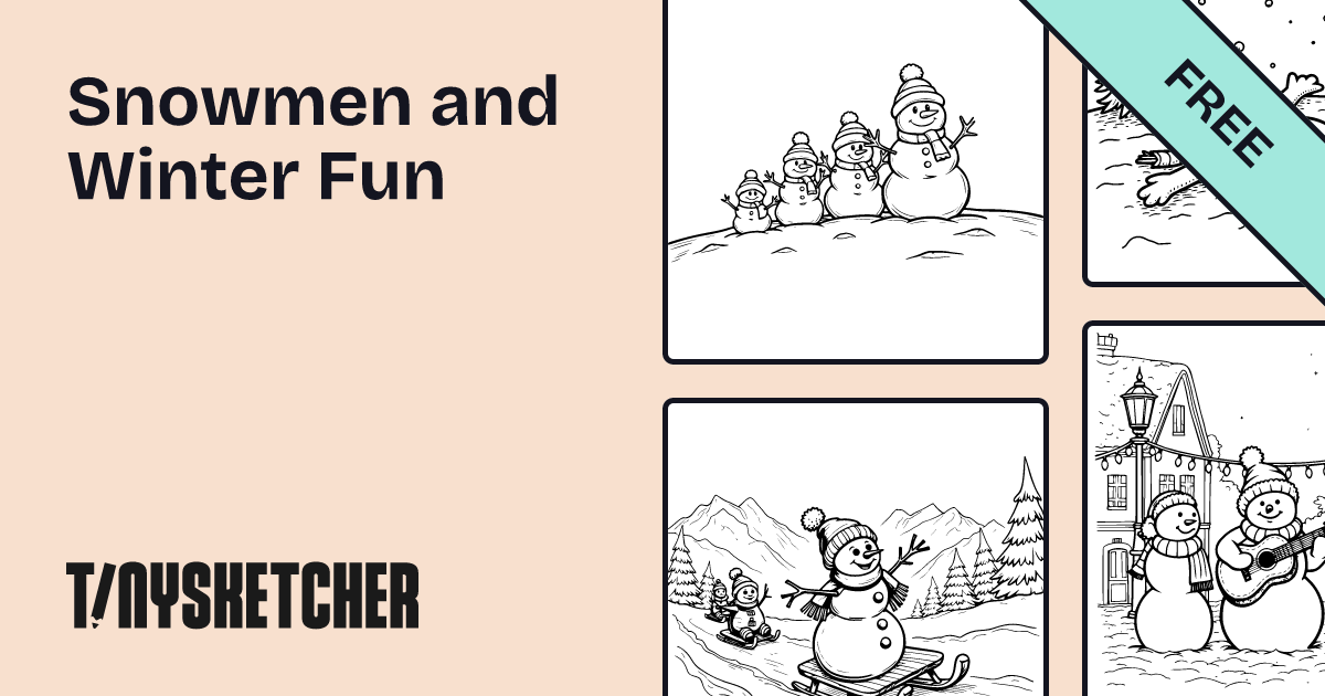 13 Snowmen and Winter Fun Coloring Pages | Free Printables | Tiny Sketcher