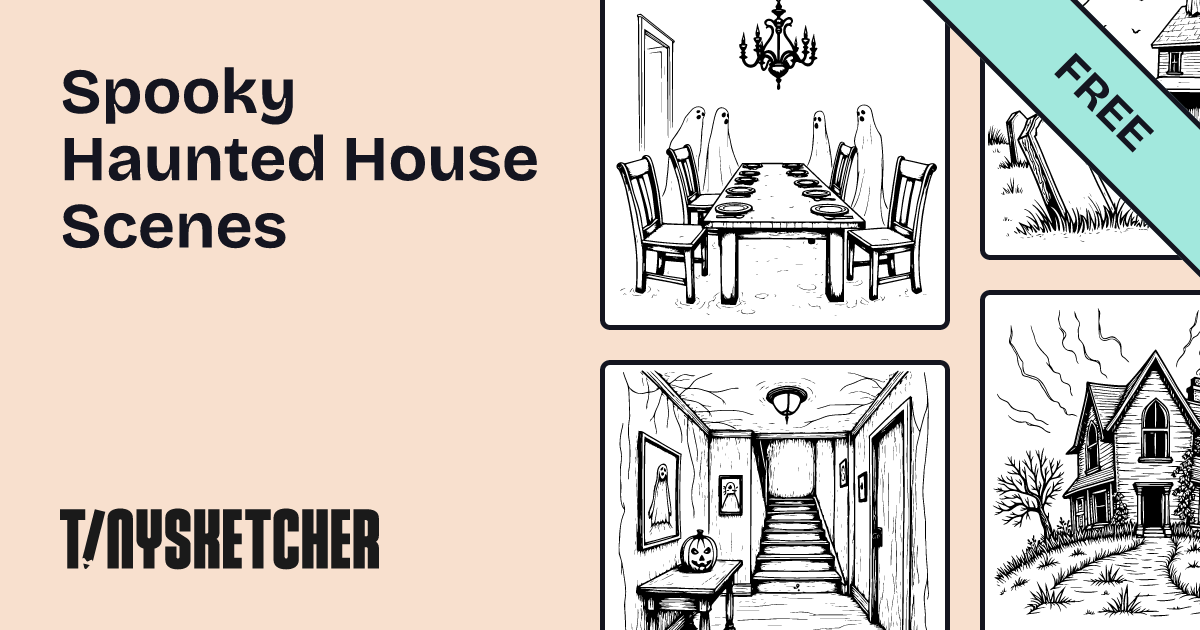9 Spooky Haunted House Scenes Coloring Pages | Free Printables | Tiny ...