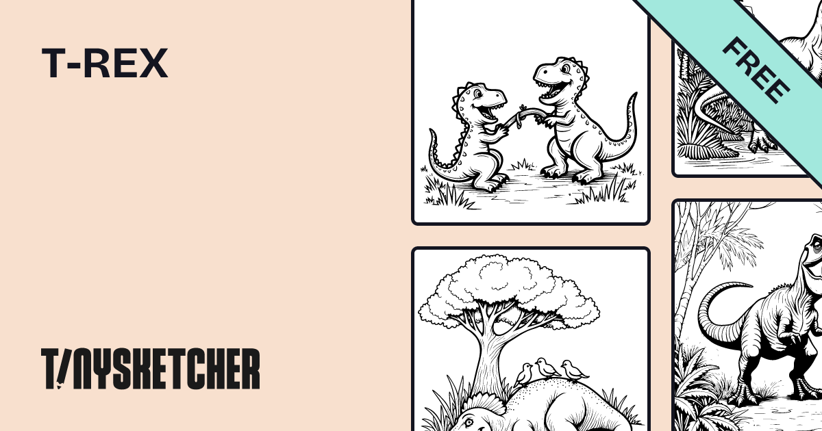 14 T-REX Coloring Pages | Free Printables | Tiny Sketcher