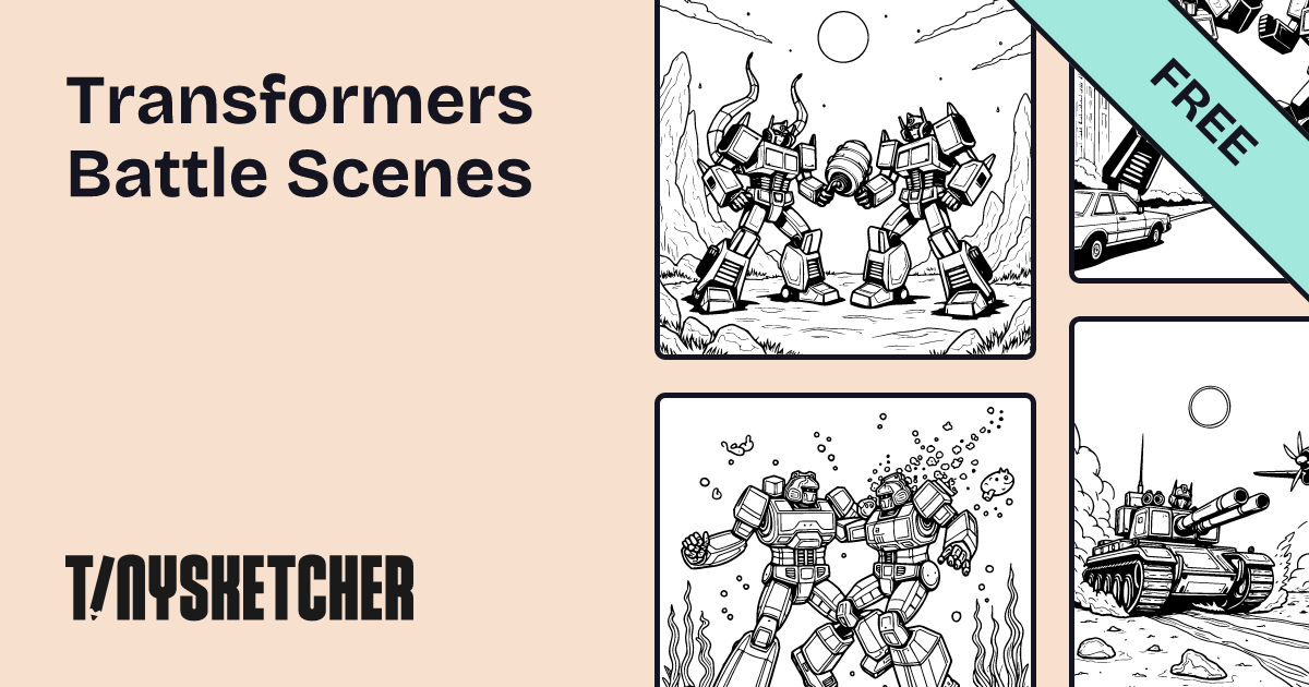 12 Transformers Battle Scenes Coloring Pages | Free Printables | Tiny ...
