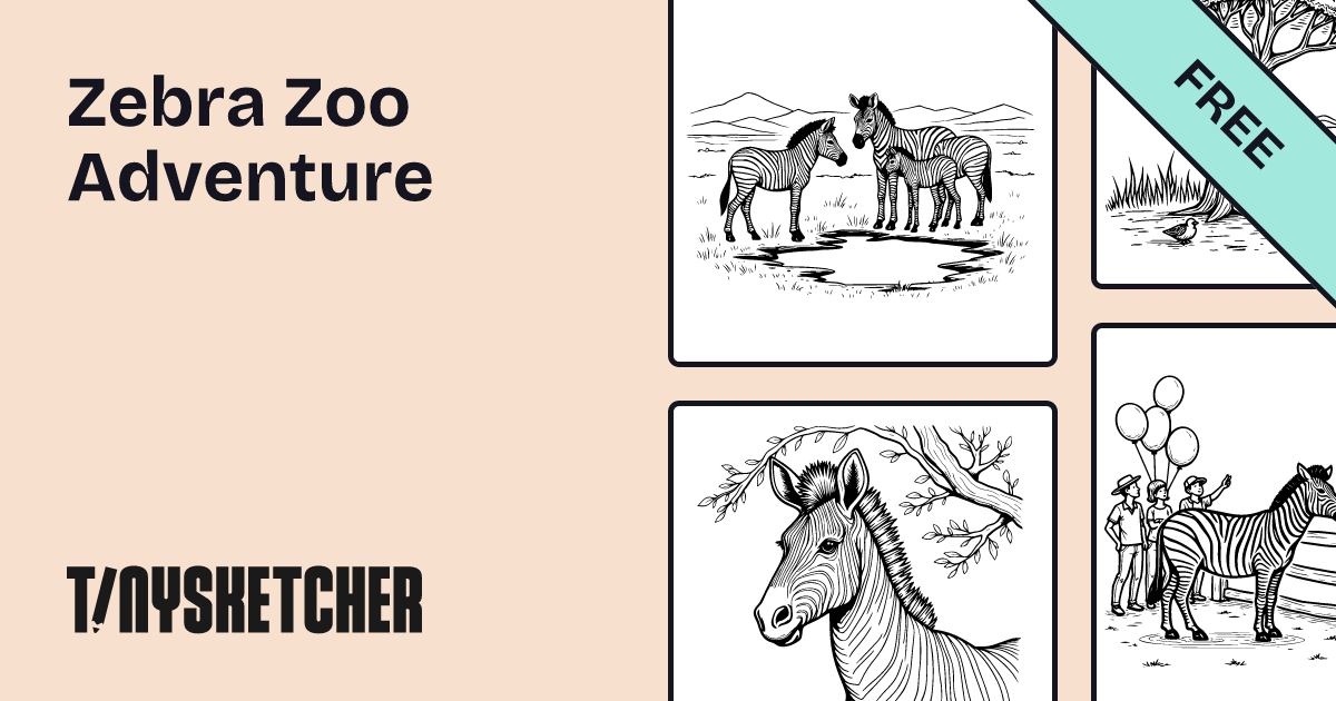 10 Zebra Zoo Adventure Coloring Pages | Free Printables | Tiny Sketcher