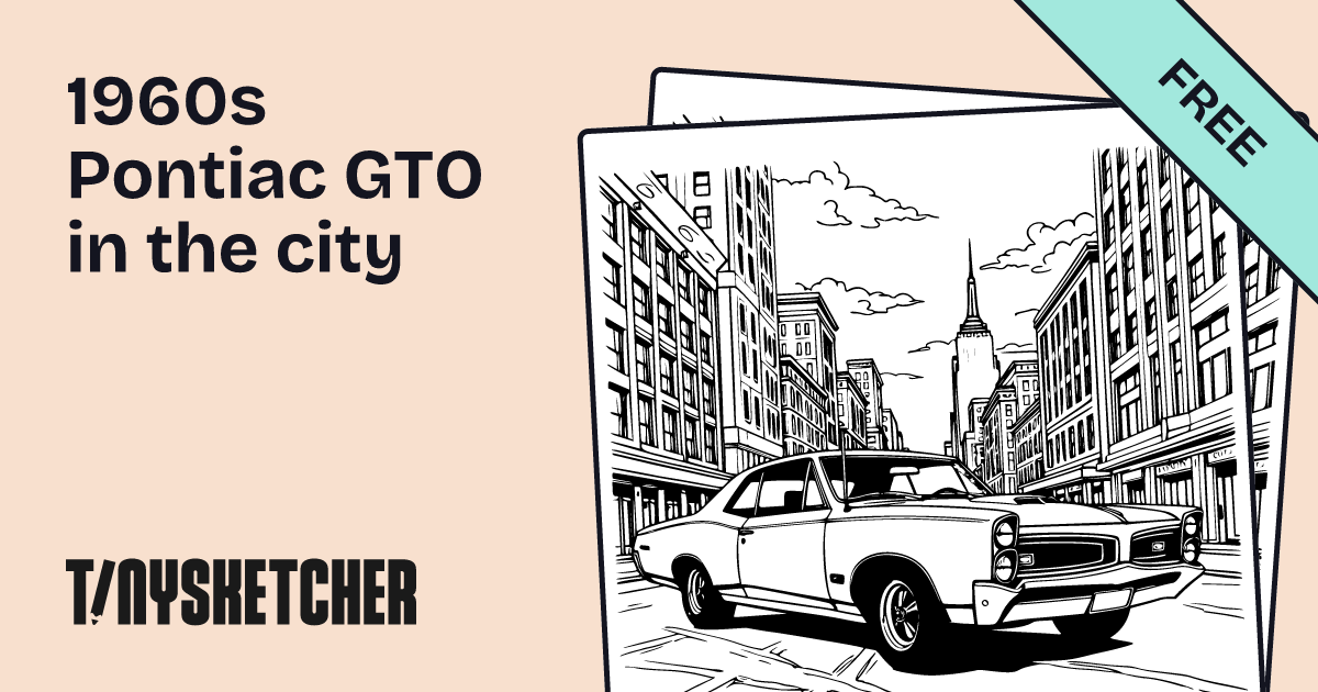 1960s Pontiac GTO in the city Coloring Page | Free Printables | Tiny ...