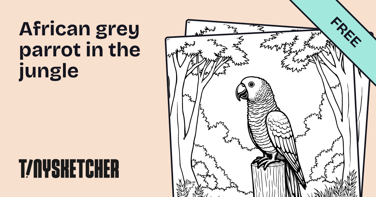 African grey parrot in the jungle Coloring Page | Free Printables ...