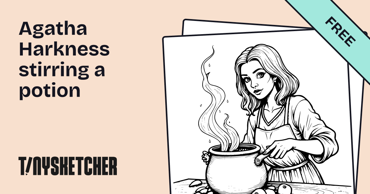 Agatha Harkness stirring a potion Coloring Page | Free Printables ...