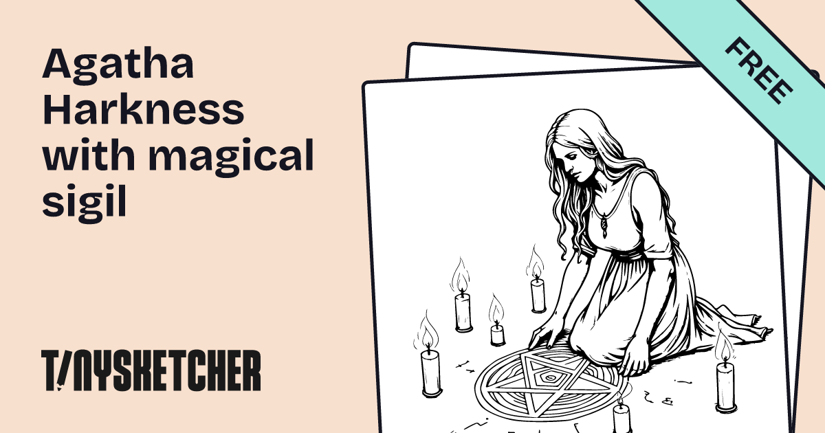 Agatha Harkness with magical sigil Coloring Page | Free Printables ...