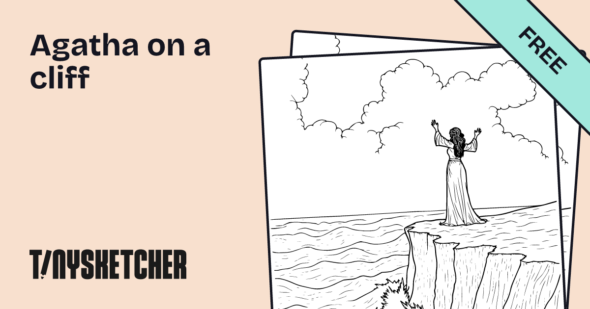 Agatha on a cliff Coloring Page | Free Printables | Tiny Sketcher