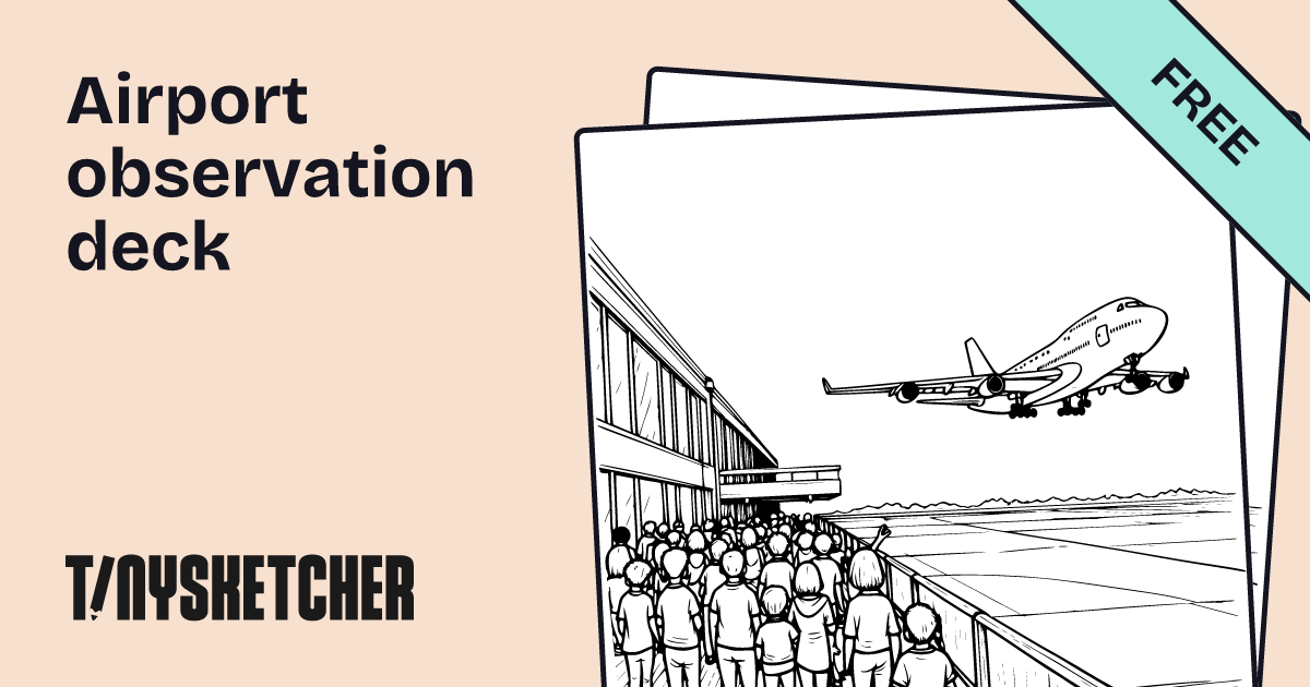 Airport observation deck Coloring Page | Free Printables | Tiny Sketcher