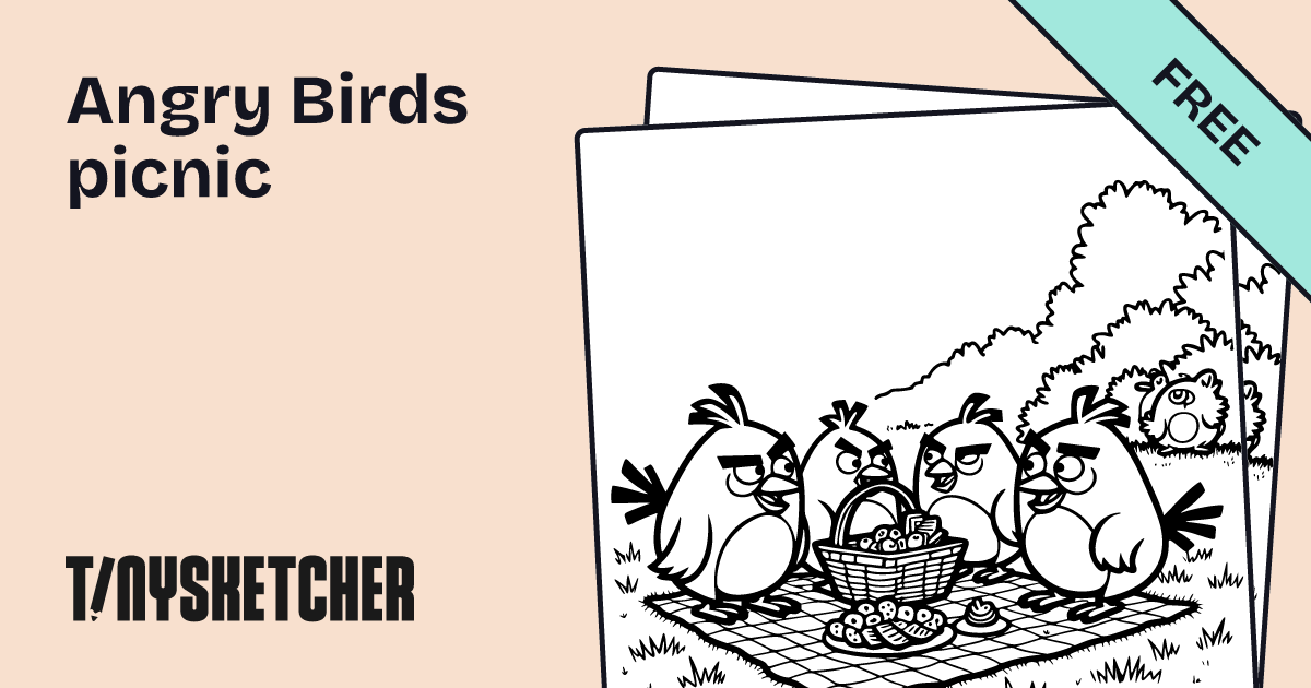Angry Birds picnic Coloring Page | Free Printables | Tiny Sketcher