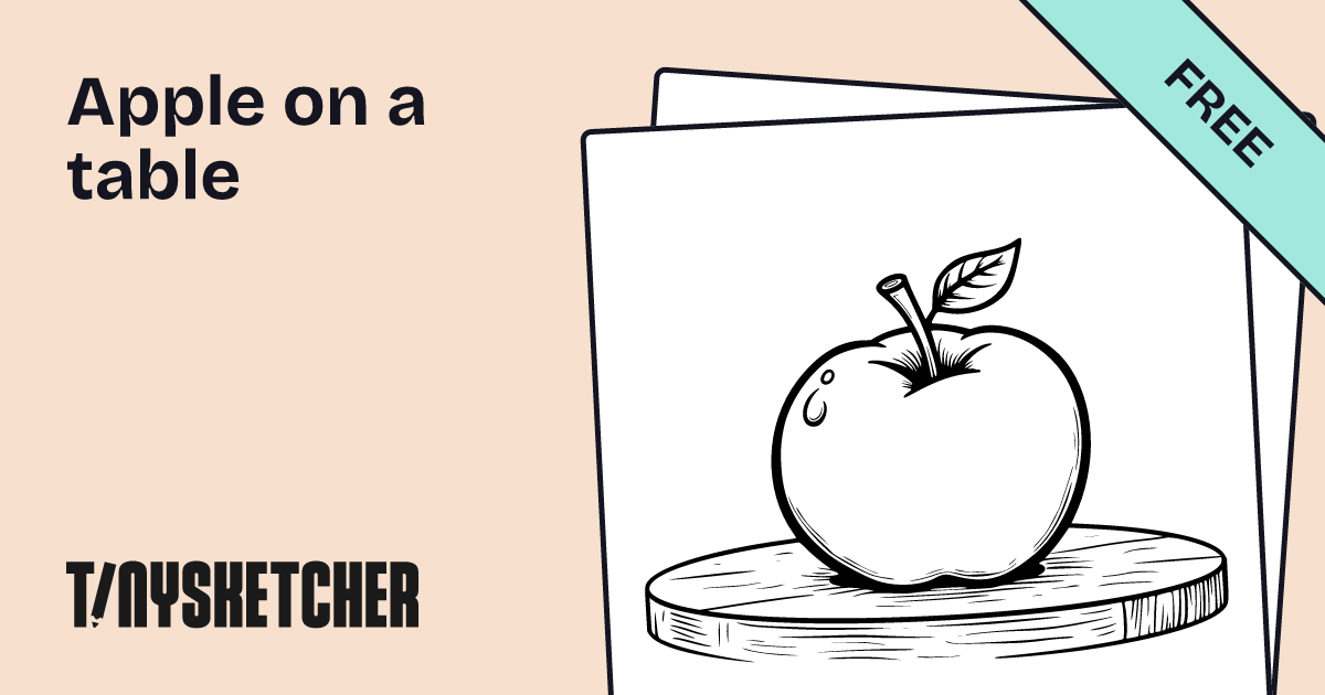 Apple on a table Coloring Page | Free Printables | Tiny Sketcher