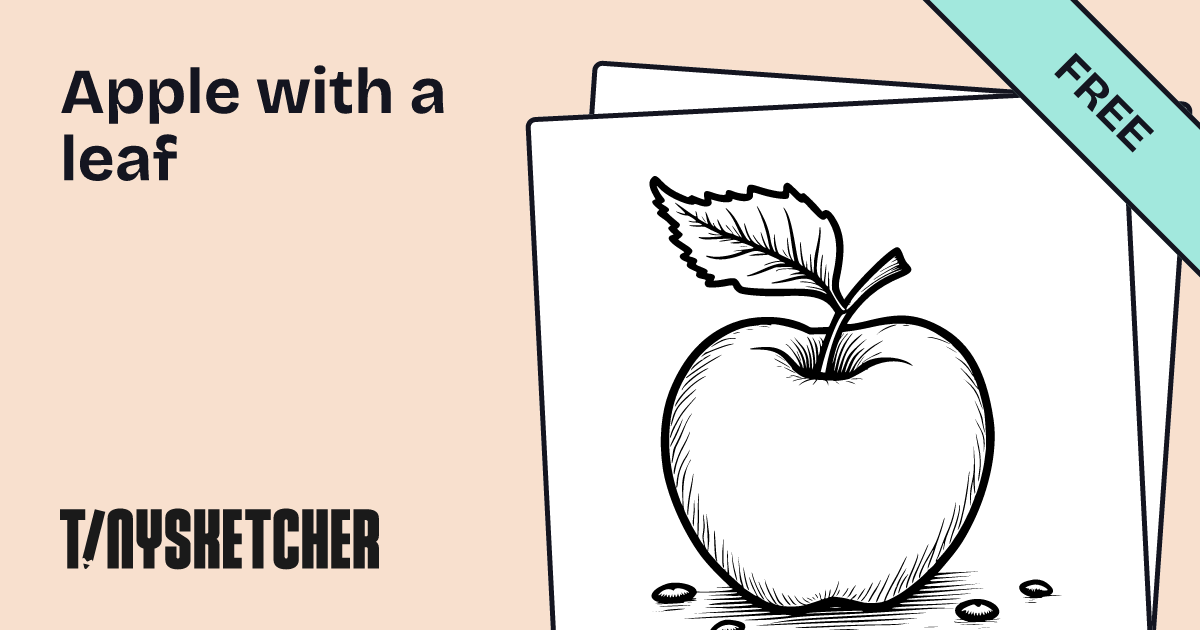 Apple with a leaf Coloring Page | Free Printables | Tiny Sketcher