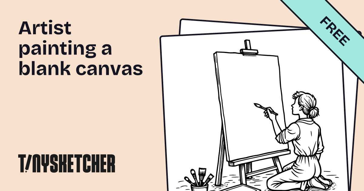 Artist painting a blank canvas Coloring Page | Free Printables | Tiny ...