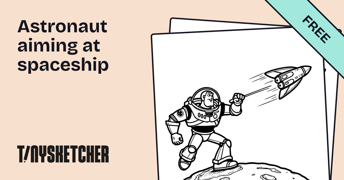 Astronaut aiming at spaceship Coloring Page | Free Printables | Tiny ...