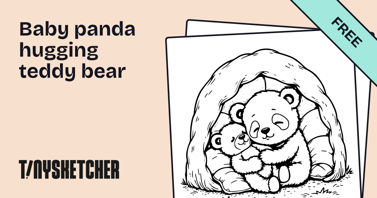 Baby panda hugging teddy bear Coloring Page | Free Printables | Tiny ...