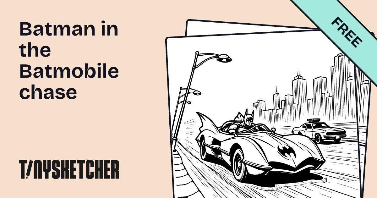 Batman in the Batmobile chase Coloring Page | Free Printables | Tiny ...