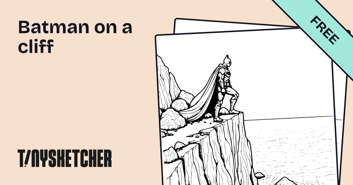Batman on a cliff Coloring Page | Free Printables | Tiny Sketcher