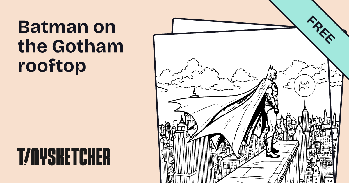 Batman on the Gotham rooftop Coloring Page | Free Printables | Tiny ...