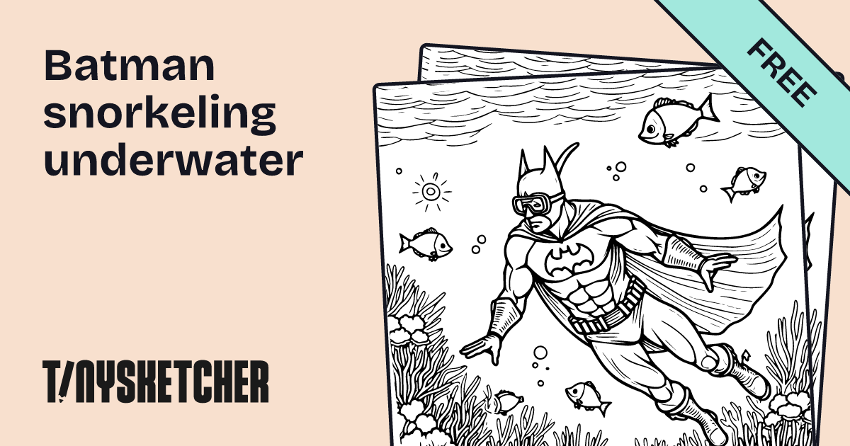 Batman snorkeling underwater Coloring Page | Free Printables | Tiny ...