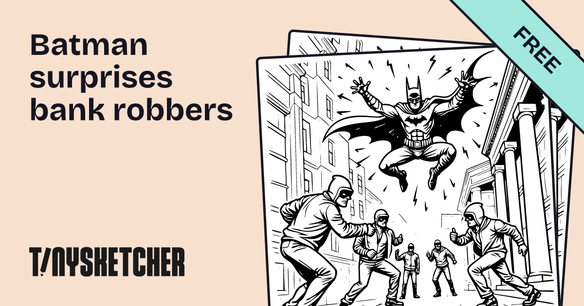 Batman surprises bank robbers Coloring Page | Free Printables | Tiny ...