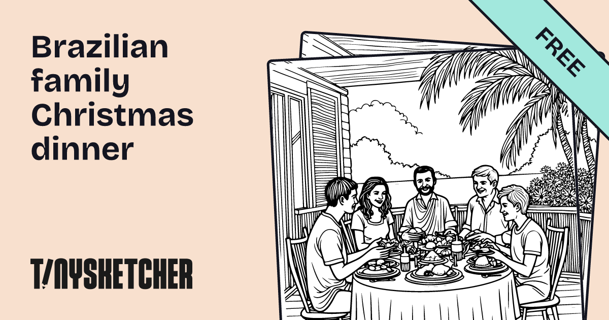 Brazilian family Christmas dinner Coloring Page | Free Printables ...