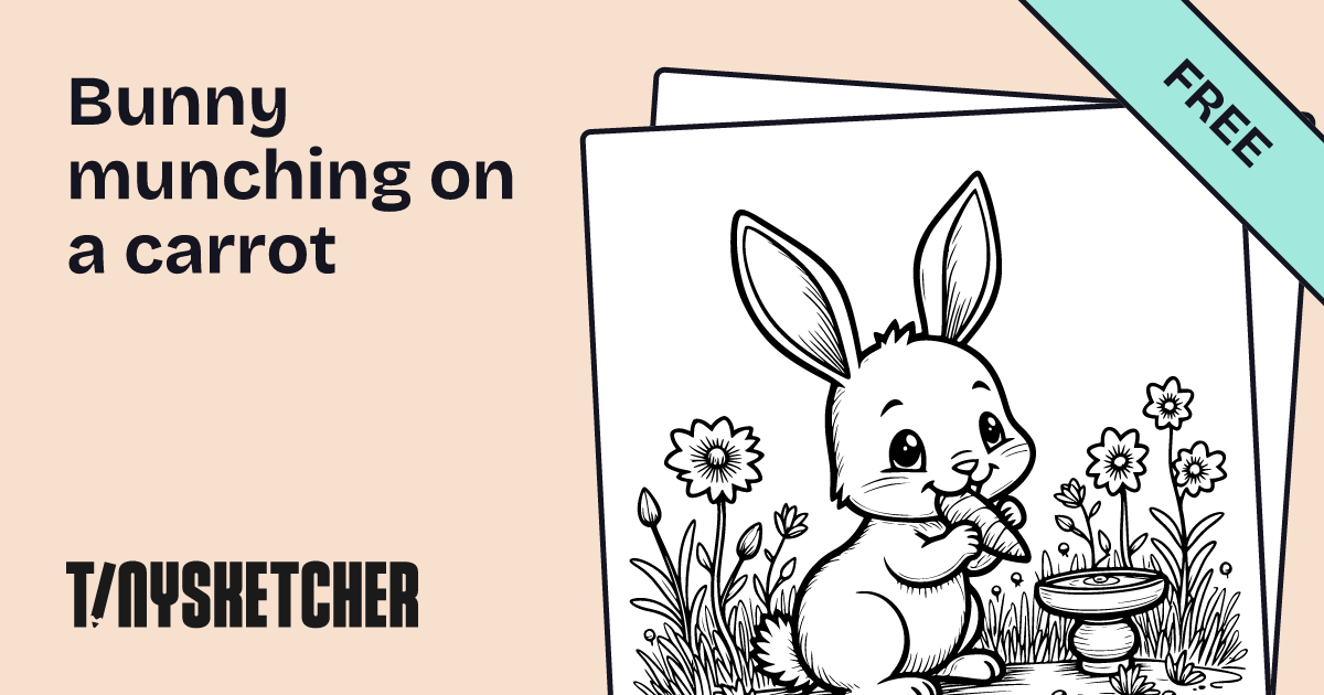 Bunny munching on a carrot Coloring Page | Free Printables | Tiny Sketcher
