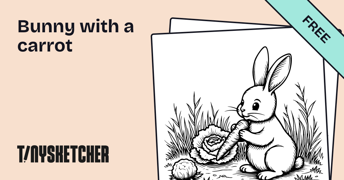 Bunny with a carrot Coloring Page | Free Printables | Tiny Sketcher