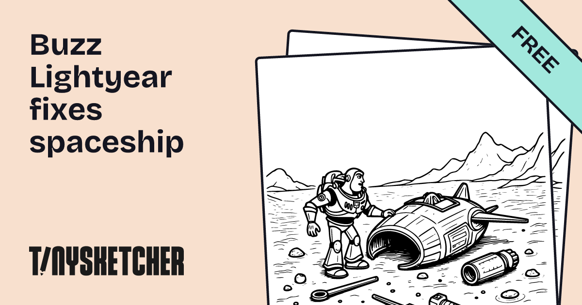 Buzz Lightyear fixes spaceship Coloring Page | Free Printables | Tiny ...