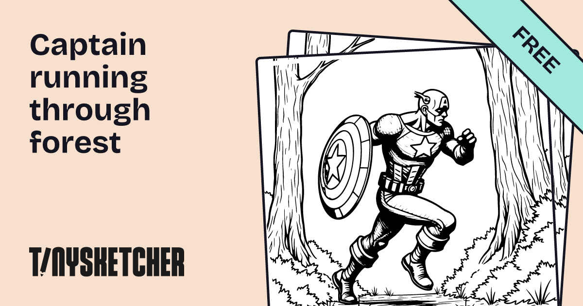 Captain running through forest Coloring Page | Free Printables | Tiny ...