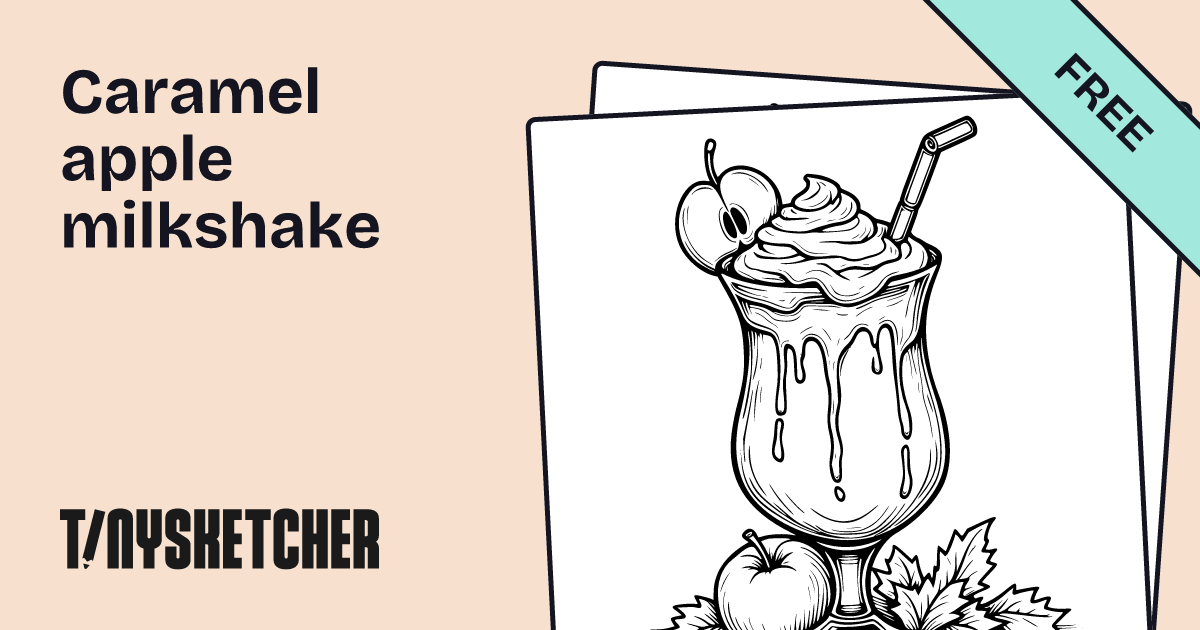 Caramel apple milkshake Coloring Page | Free Printables | Tiny Sketcher