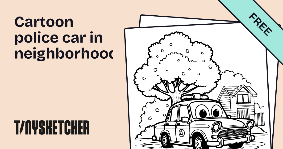 Cartoon police car in neighborhood Coloring Page | Free Printables ...