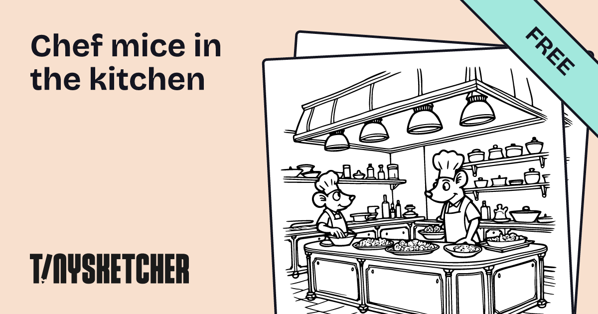 Chef mice in the kitchen Coloring Page | Free Printables | Tiny Sketcher