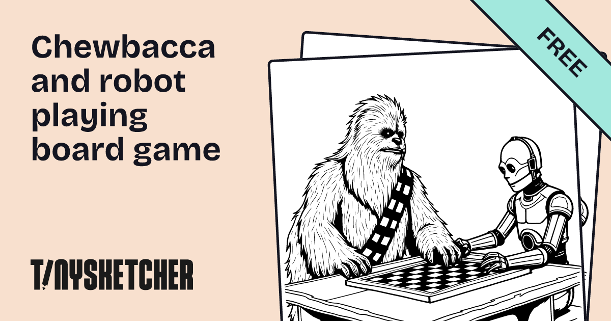Chewbacca and robot playing board game Coloring Page | Free Printables ...