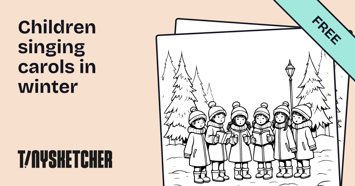 Children singing carols in winter Coloring Page | Free Printables ...