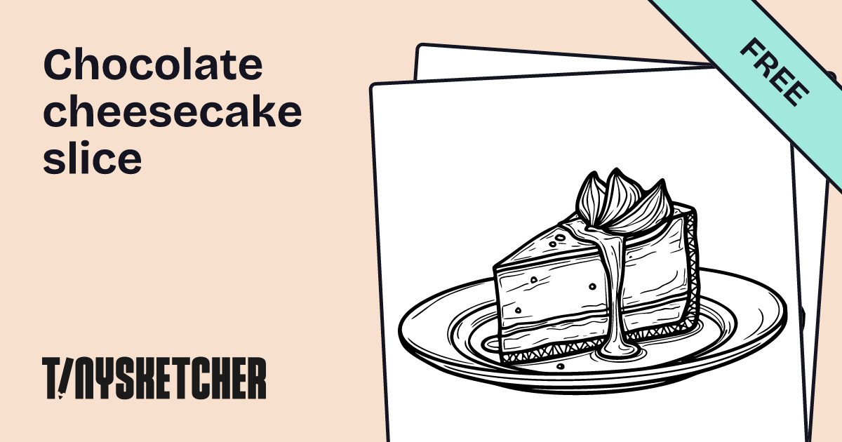 Chocolate cheesecake slice Coloring Page | Free Printables | Tiny Sketcher