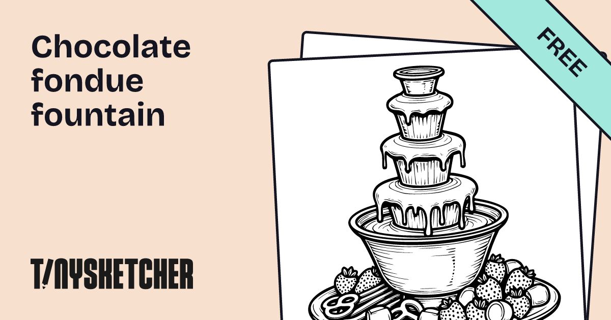Chocolate fondue fountain Coloring Page | Free Printables | Tiny Sketcher