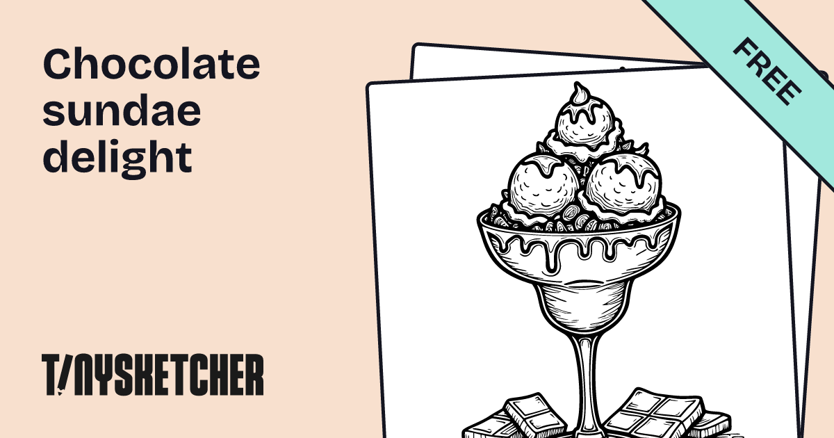 Chocolate sundae delight Coloring Page | Free Printables | Tiny Sketcher