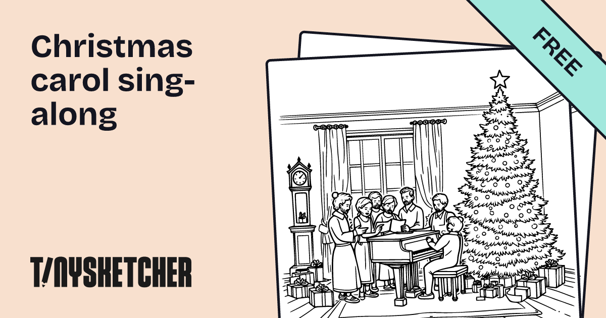 Christmas carol sing-along Coloring Page | Free Printables | Tiny Sketcher