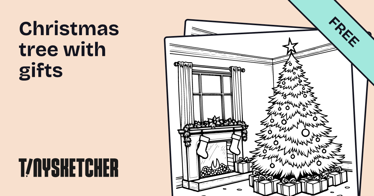 Christmas tree with gifts Coloring Page | Free Printables | Tiny Sketcher