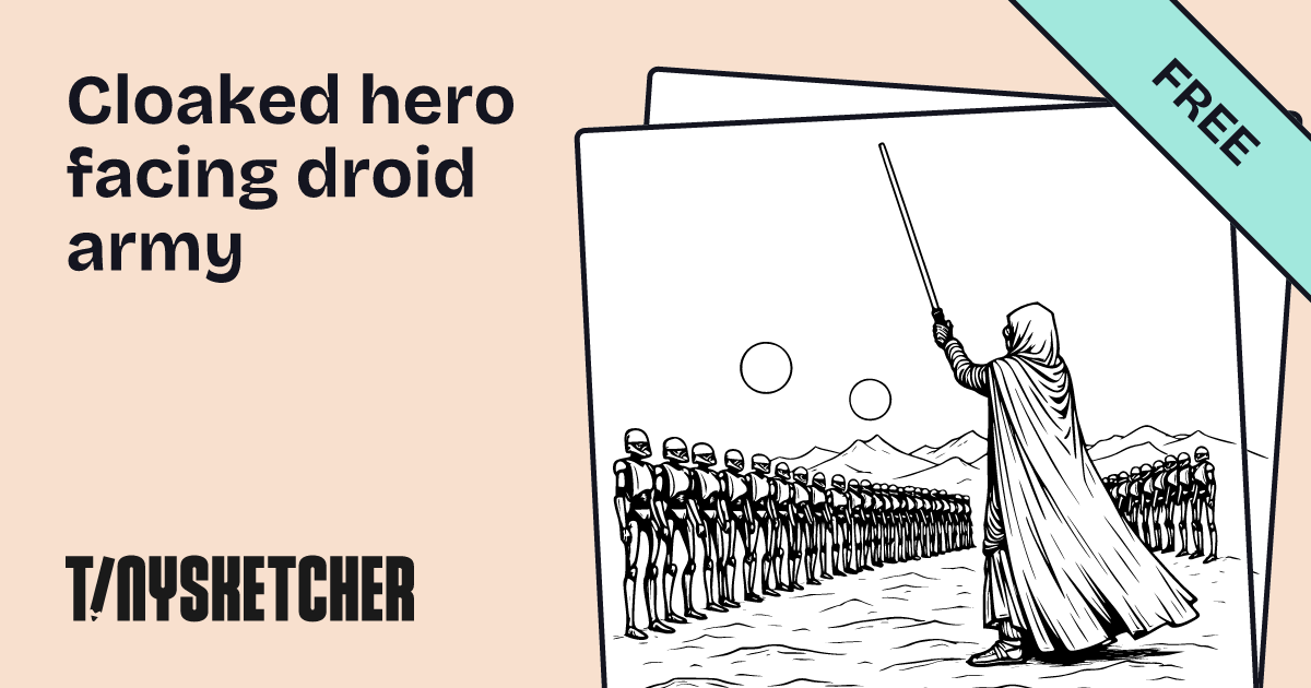 Cloaked hero facing droid army Coloring Page | Free Printables | Tiny ...