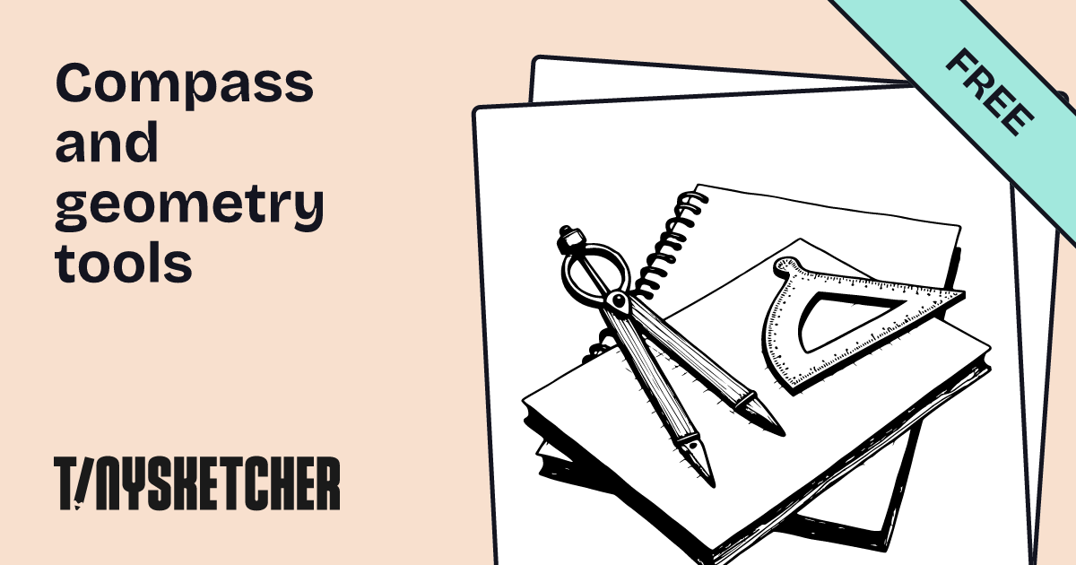 Compass and geometry tools Coloring Page | Free Printables | Tiny Sketcher