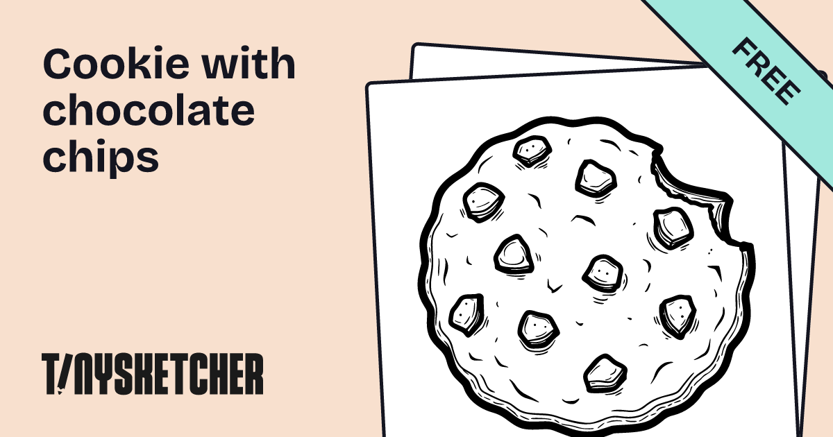 Cookie with chocolate chips Coloring Page | Free Printables | Tiny Sketcher