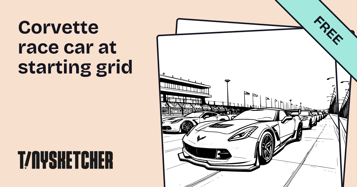 Corvette race car at starting grid Coloring Page | Free Printables ...