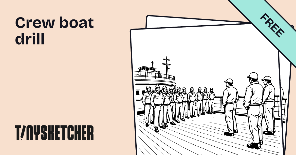 Crew boat drill Coloring Page | Free Printables | Tiny Sketcher