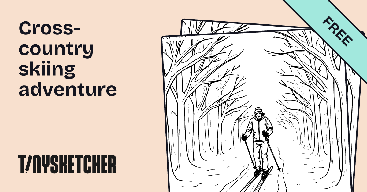 Cross-country skiing adventure Coloring Page | Free Printables | Tiny ...