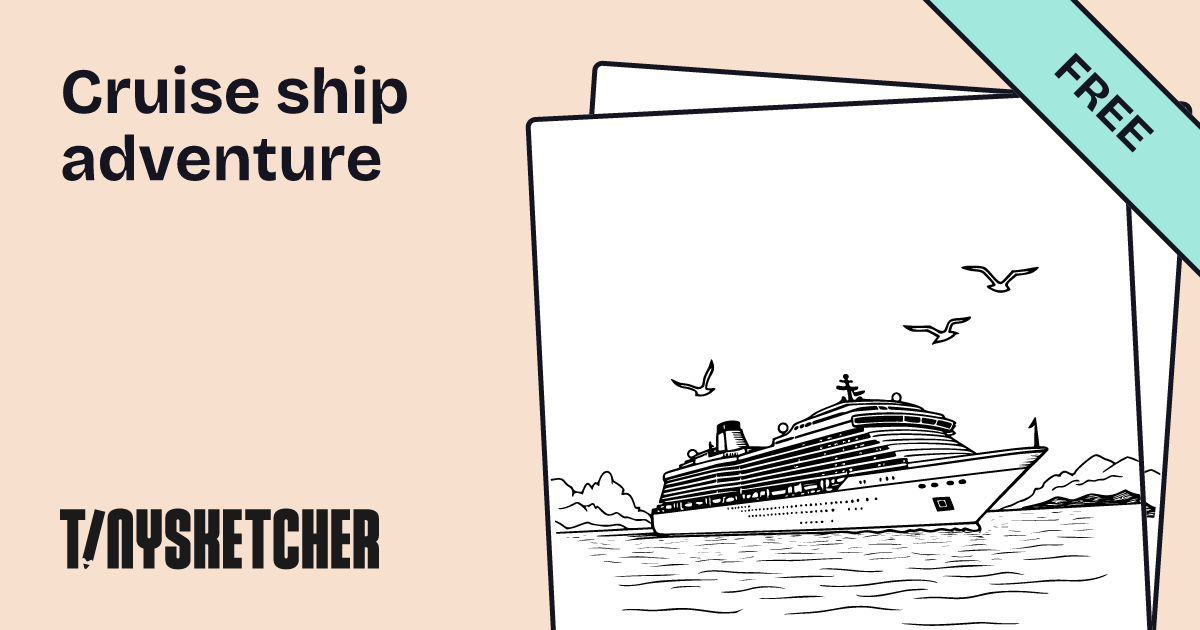 Cruise ship adventure Coloring Page | Free Printables | Tiny Sketcher
