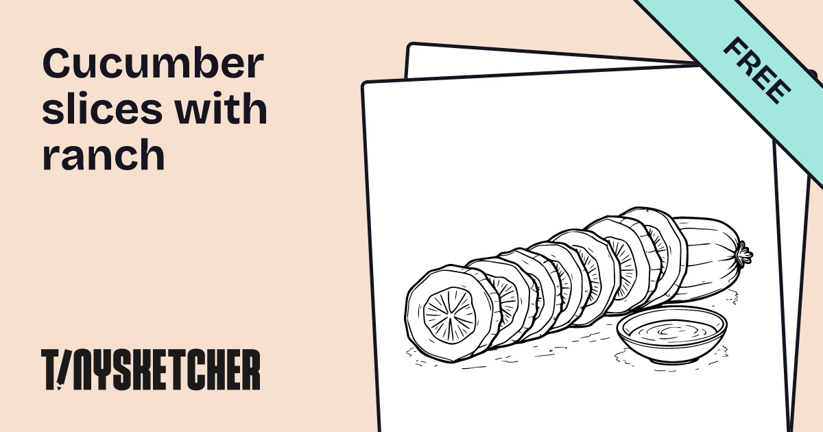 Cucumber slices with ranch Coloring Page | Free Printables | Tiny Sketcher