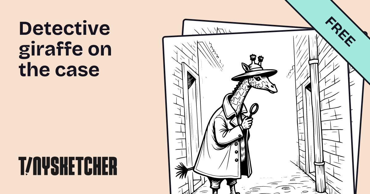 Detective giraffe on the case Coloring Page | Free Printables | Tiny ...