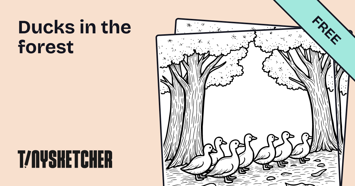 Ducks in the forest Coloring Page | Free Printables | Tiny Sketcher