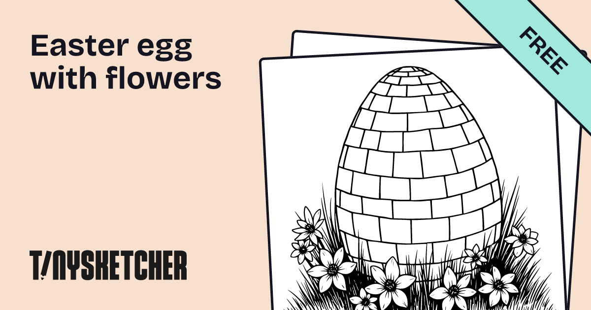 Easter egg with flowers Coloring Page | Free Printables | Tiny Sketcher
