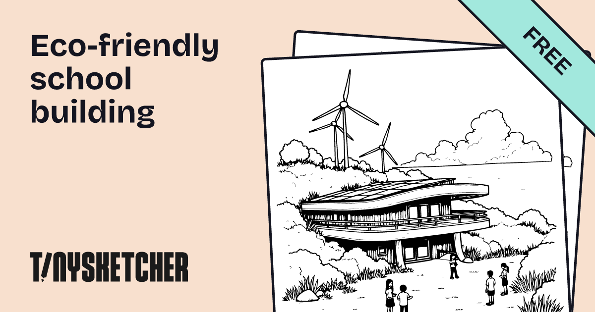 Eco-friendly school building Coloring Page | Free Printables | Tiny ...