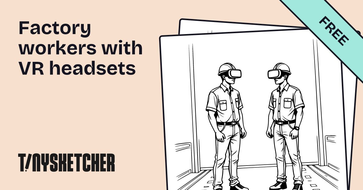 Factory workers with VR headsets Coloring Page | Free Printables | Tiny ...
